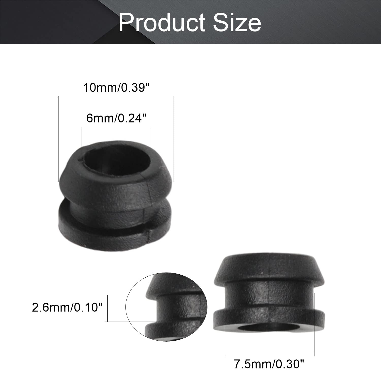 Snapklik.com : 100Pcs Rubber Grommet Wiring Gasket 6mm Inner Dia Oil ...