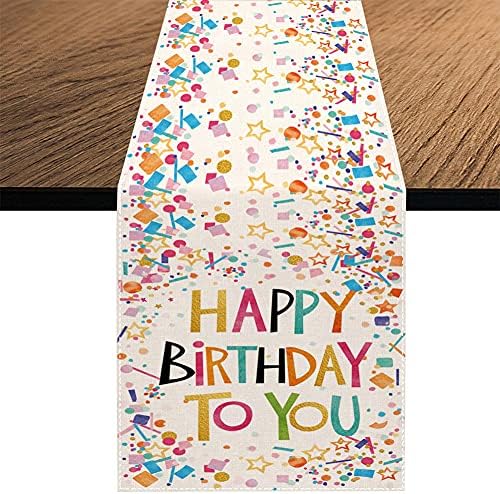 Amazon.com: Happy Birthday Table Runner, Abnaok Celebrate Birthday ...