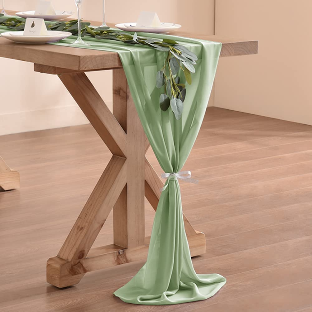 Snapklik.com : 10ft Sage Green Chiffon Table Runner 29x120 Inches ...