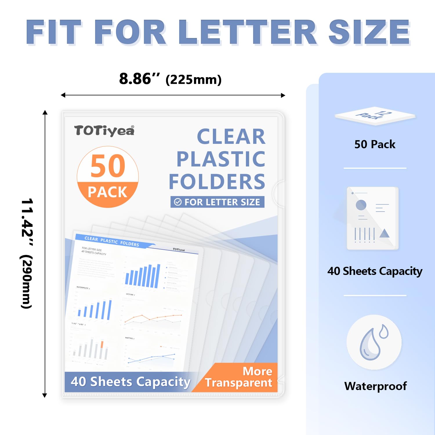 Snapklik.com : 50 Pack Clear Folder, Plastic L-Type Folders, Clear Copy ...