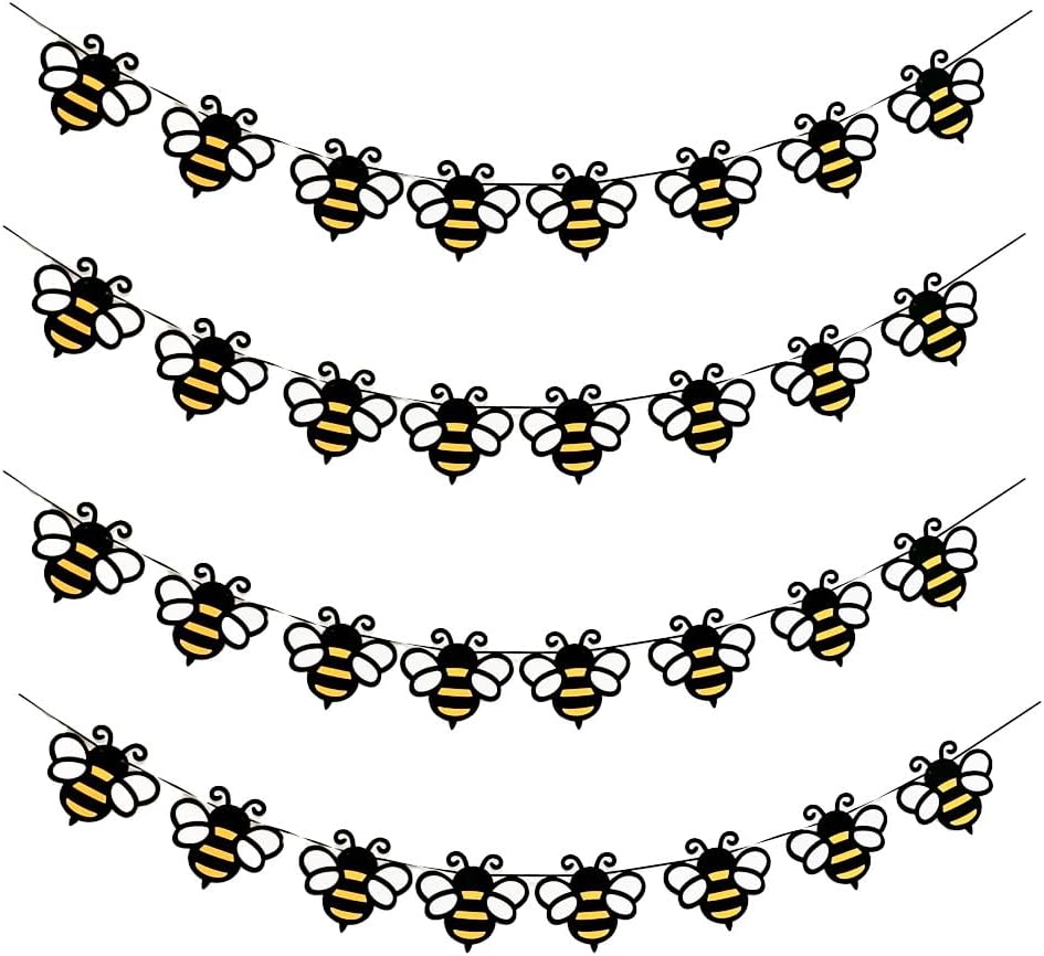 Amazon.com: 4 pcs bee banner bee party banner bee shape party ...