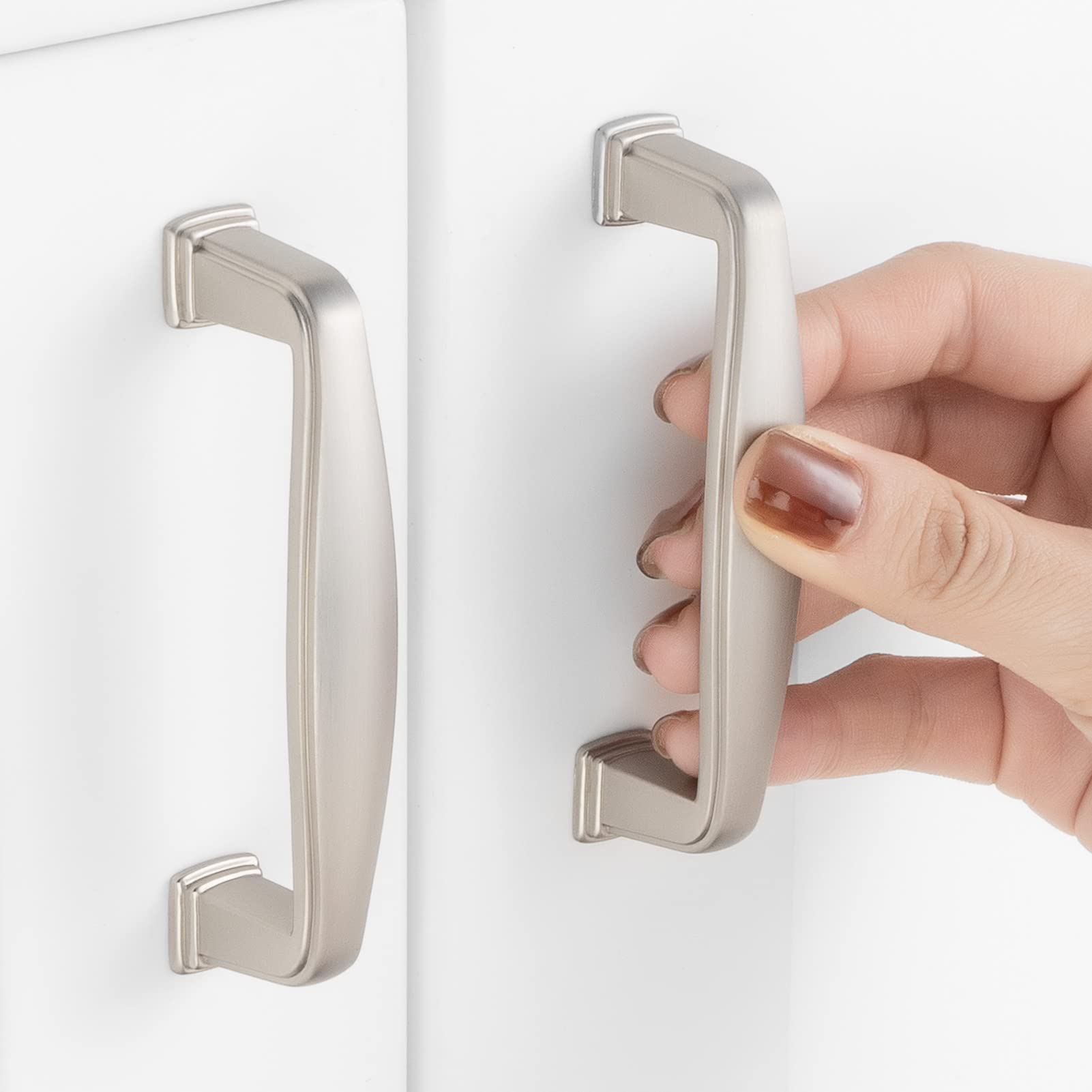 ASKANO 3 Inch Hole Centers, Brushed Nickel Stepped Kitchen Cabinet Pull ...