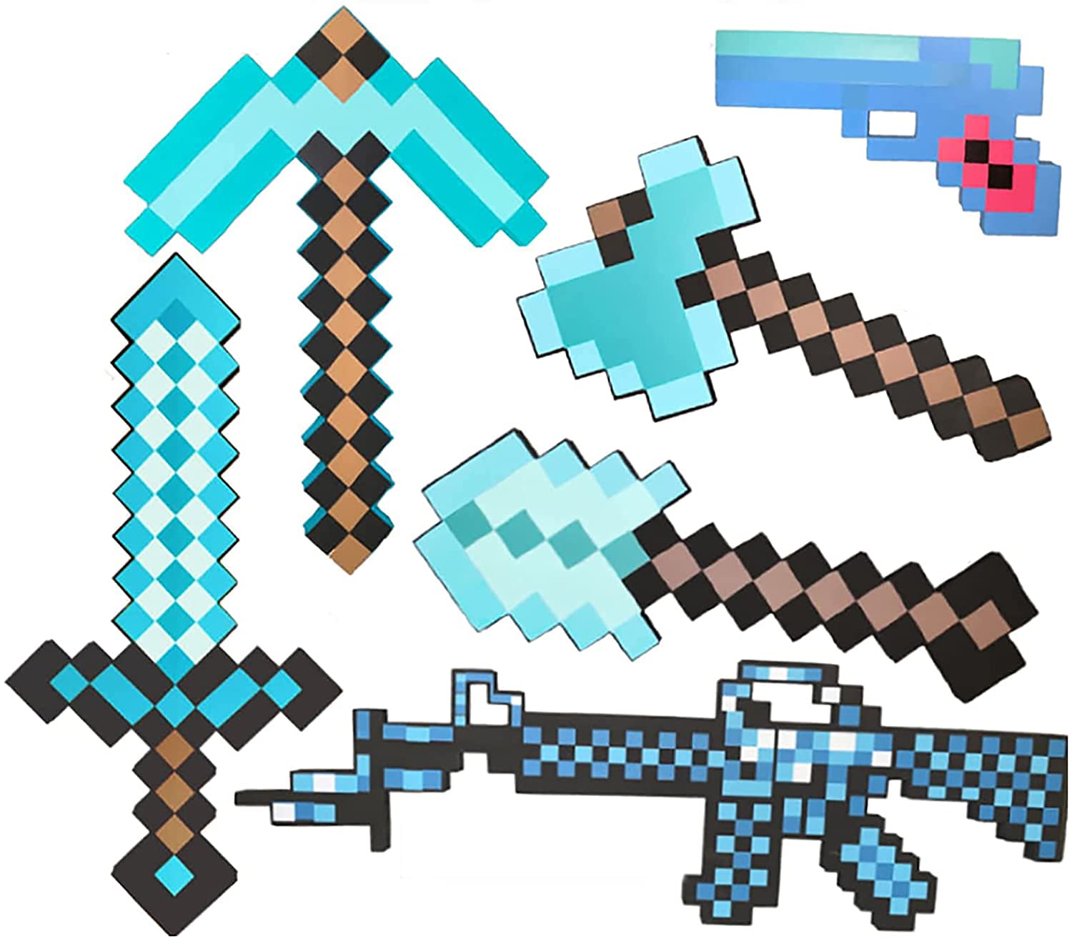 Foam Toy Sword For Minecraft Diamond Sword Pickaxe Pixel Ax ...