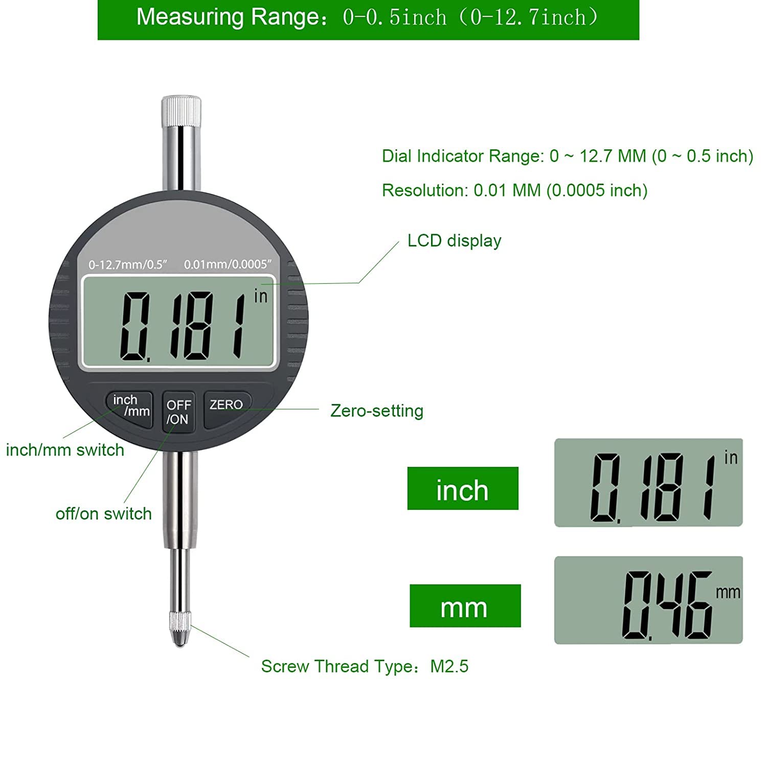 Rigckoml Digital Dial Indicator Bore Gauges, Engine Cylinder ...