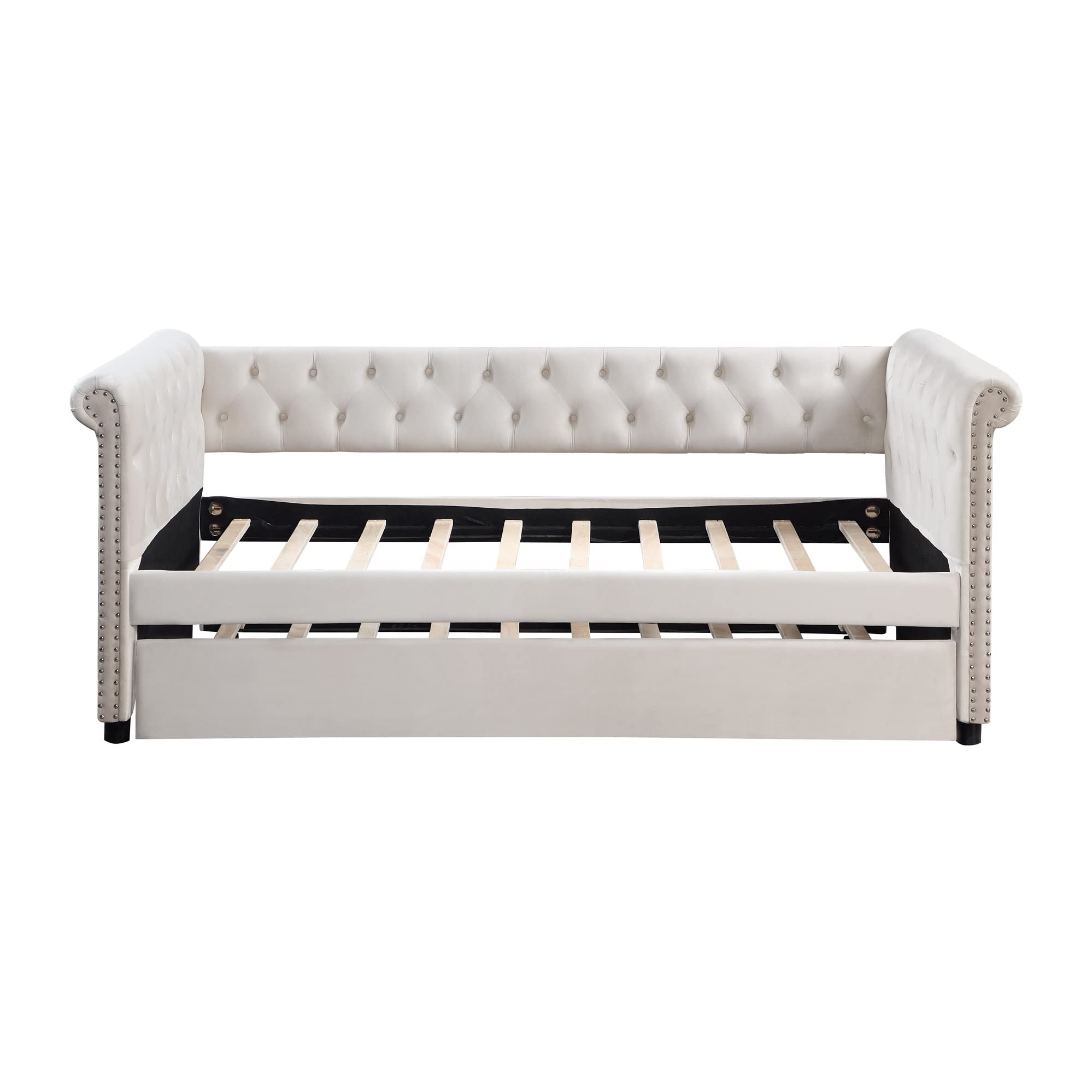Twin Size Daybed with Trundle, Solid Wooden Daybed, Modern Convertible ...