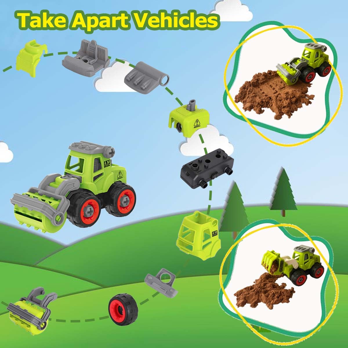 Play Sand Farm Animals Toy Set, Toddlers Magnetic Sensory Sand wirh ...