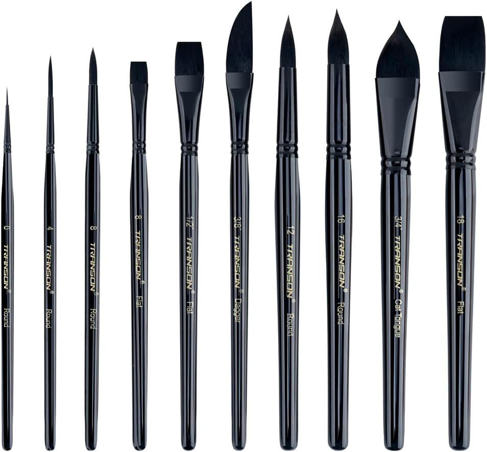 Amazon.com: Transon 10pcs Natural Watercolor Paint Brush Set ...