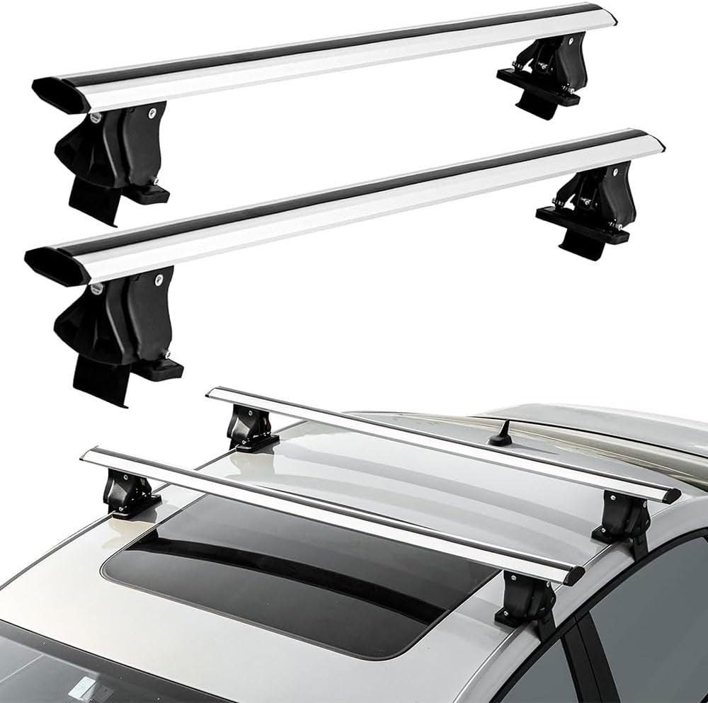 Amazon.com: W/O Roof Rail Aluminum Lockable Roof Rail Racks Cross Bars ...