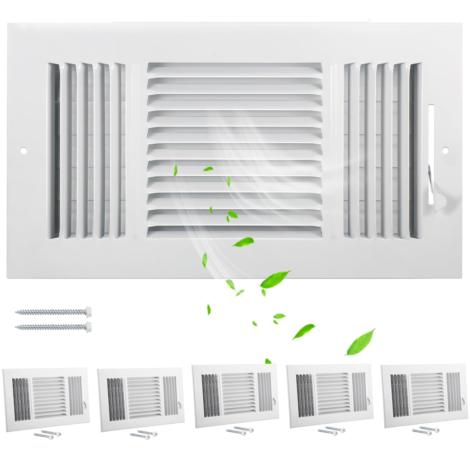 VIHOSE 6 Pcs Vent Covers 12 x 6 Inch HVAC Sidewall Air Ceiling Register ...