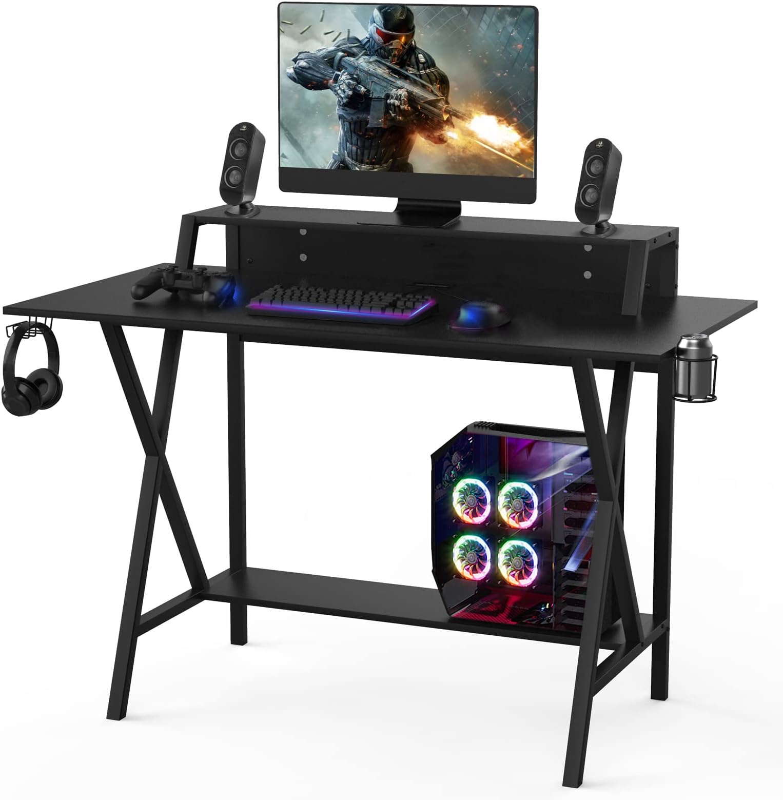 COSTWAY Bureau Gaming 122 x 60 CM, Table Bureau Gamer Ergonomique ...