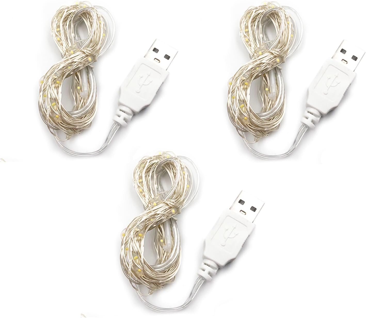 Amazon.com: BQZYX+ 3Pack Fairy Lights USB Powered String Lights Warm ...