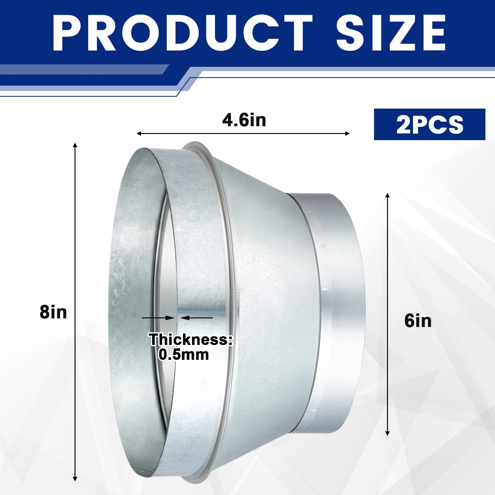 Dunzy Duct Reducer 8 to 6 Inch Ducting Connector Duct Adapter Air ...