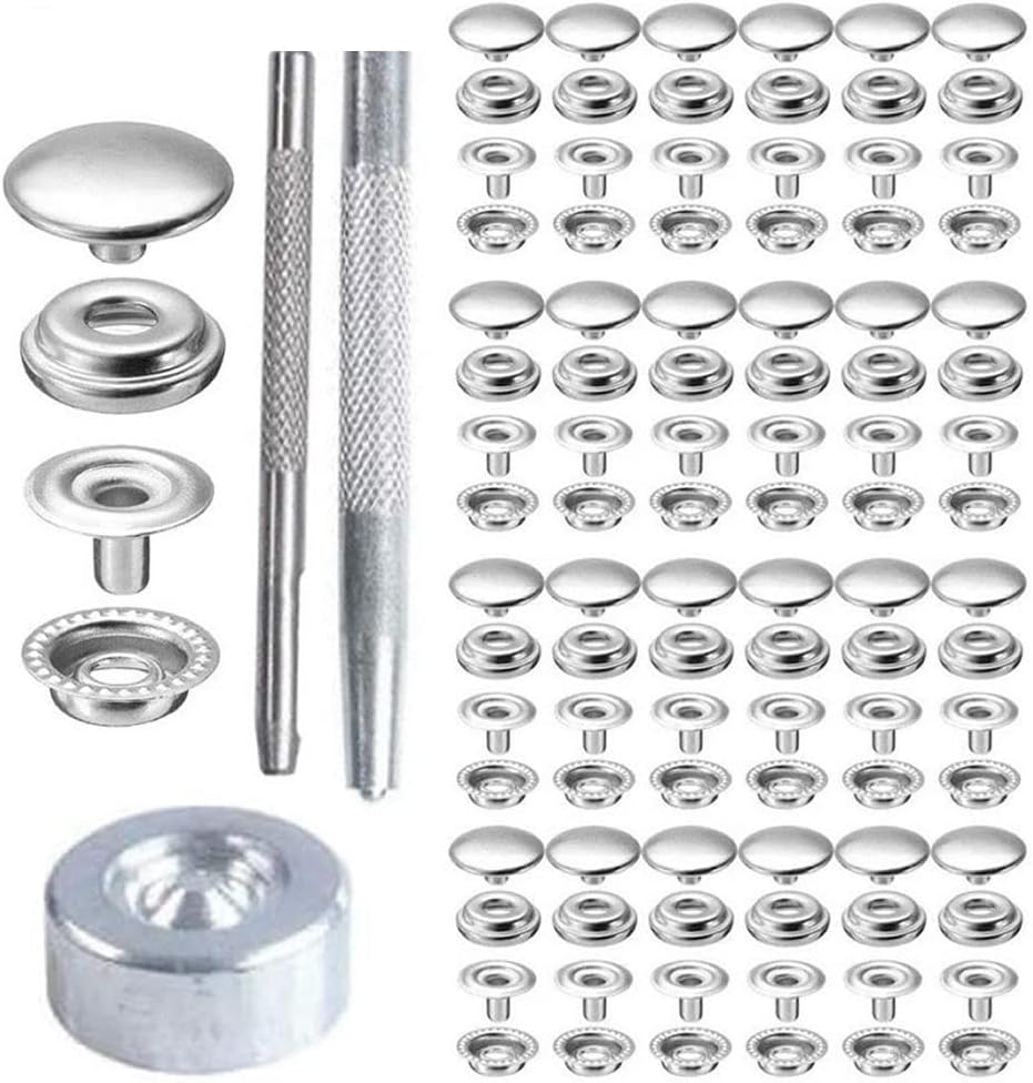Stainless Steel Snap Fastener, 200 Pieces 15mm Heavy Duty Snap Button ...