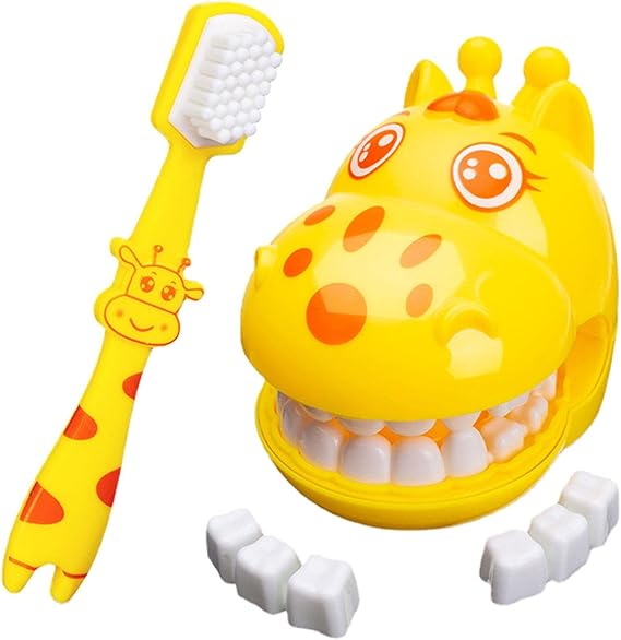 Moreeulsi 1set Giraffe Early Education Brushing Toys, Giraffe Toy Teeth ...