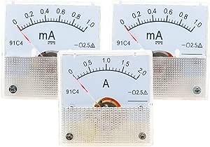 Amazon.com: PONNYC 91C4 Ammeter DC Analog 1A 2A 3A 5A 10A 20A 30A 50A ...