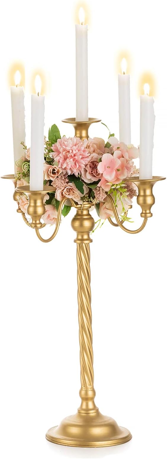 Amazon.com: Nuptio Gold Candelabra Tall Candlestick Holders 21 in Taper ...