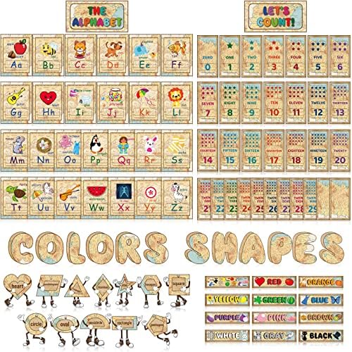 Amazon.com: 67 PCS Classroom Alphabet Number Educational Poster Cards ...