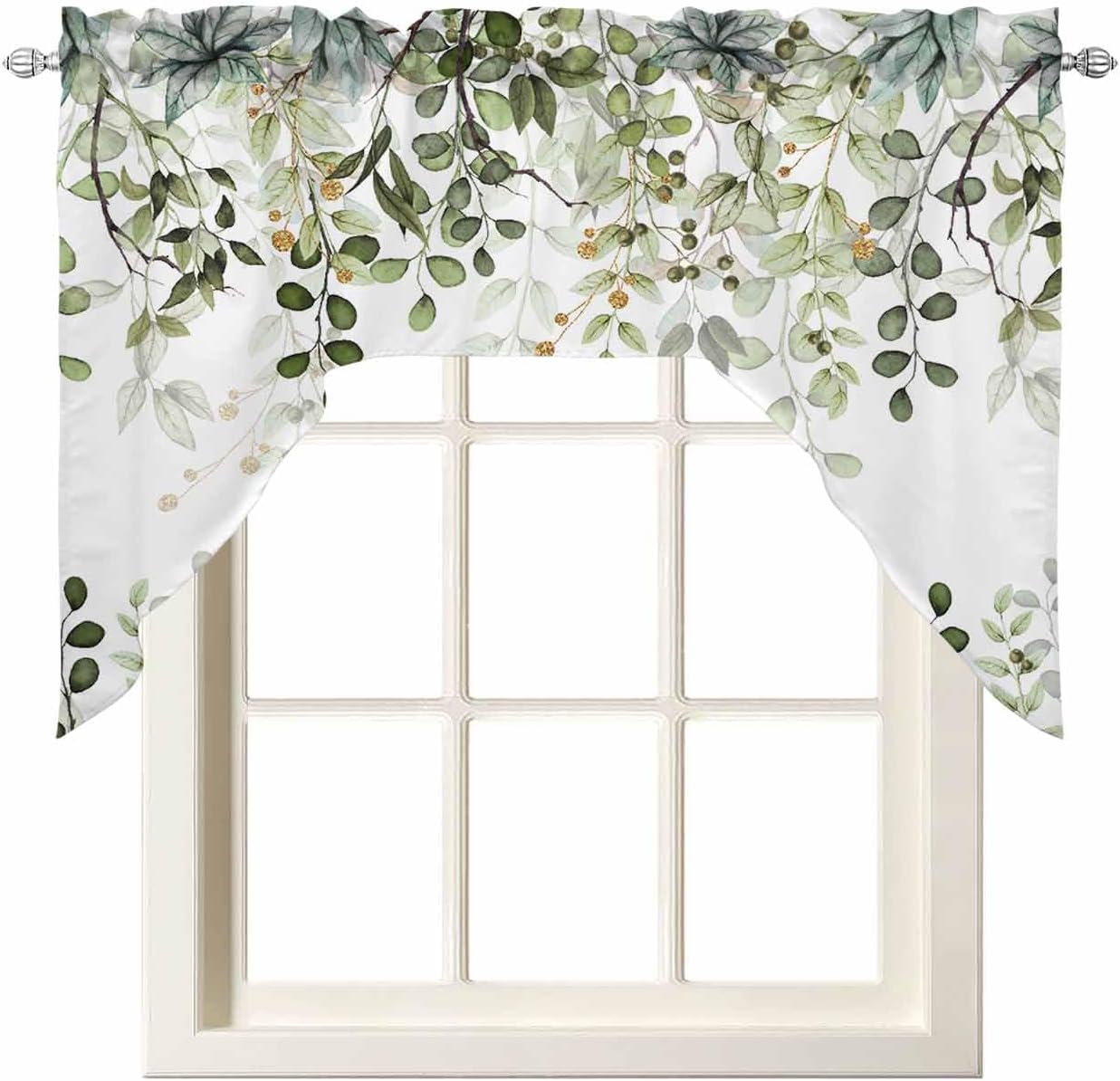 Amazon.com: Swag Curtain Valances Sage Green Eucalyptus Leaves Swag ...