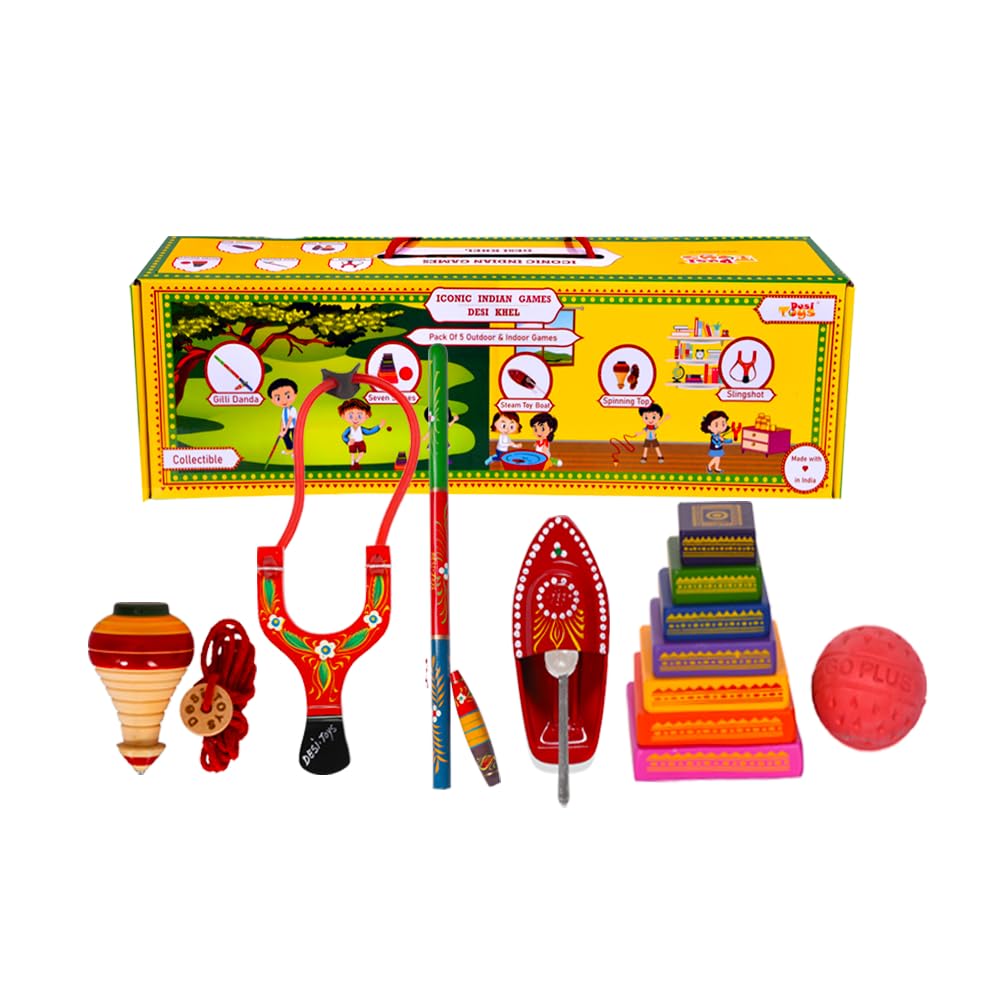 Desi Toys Nostalgia Festival Gift Box (Desi Khel Pack of 5 ...