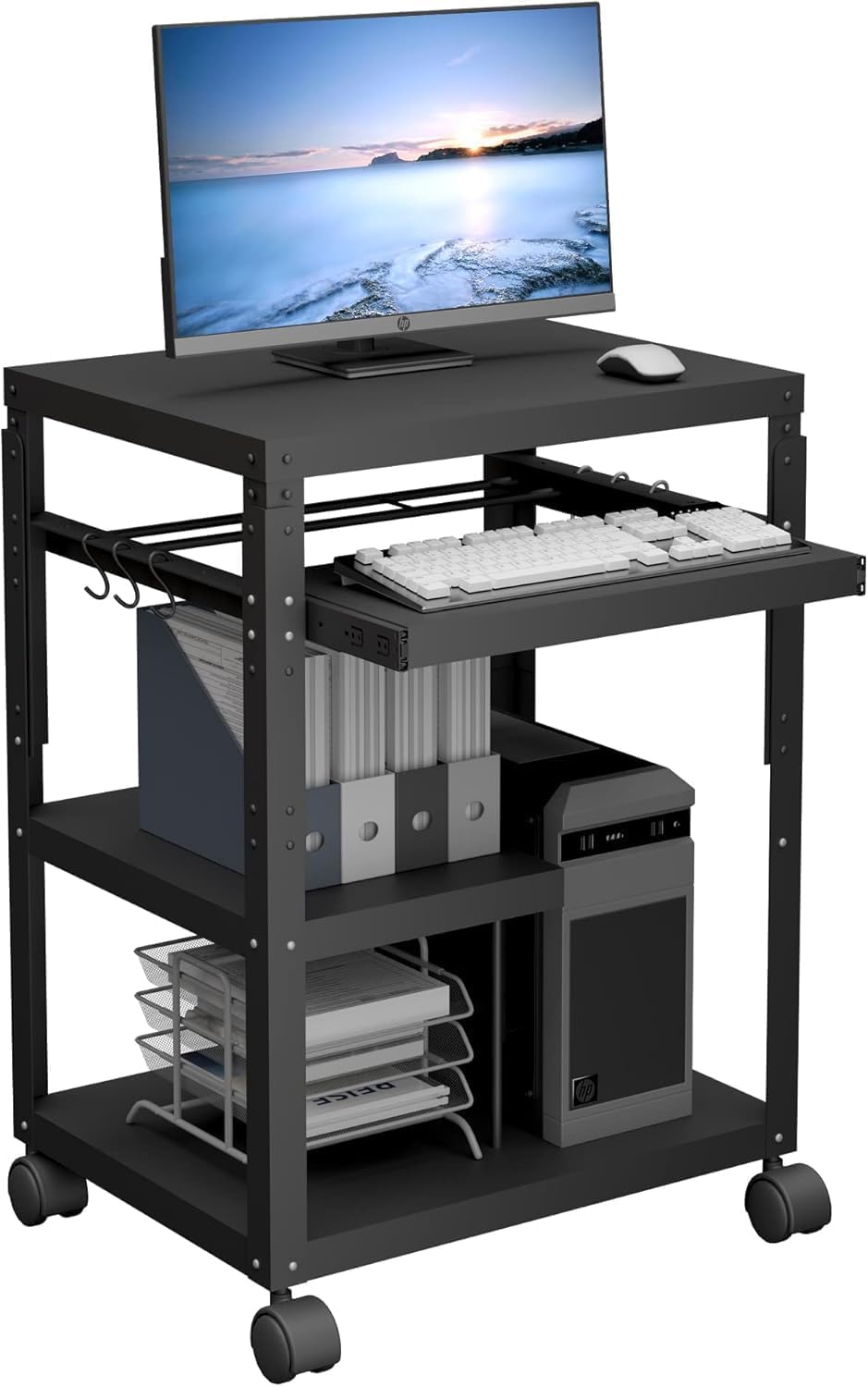 Amazon.com: AV Cart with Wheels, Metal Rolling Media Cart & Stands with ...