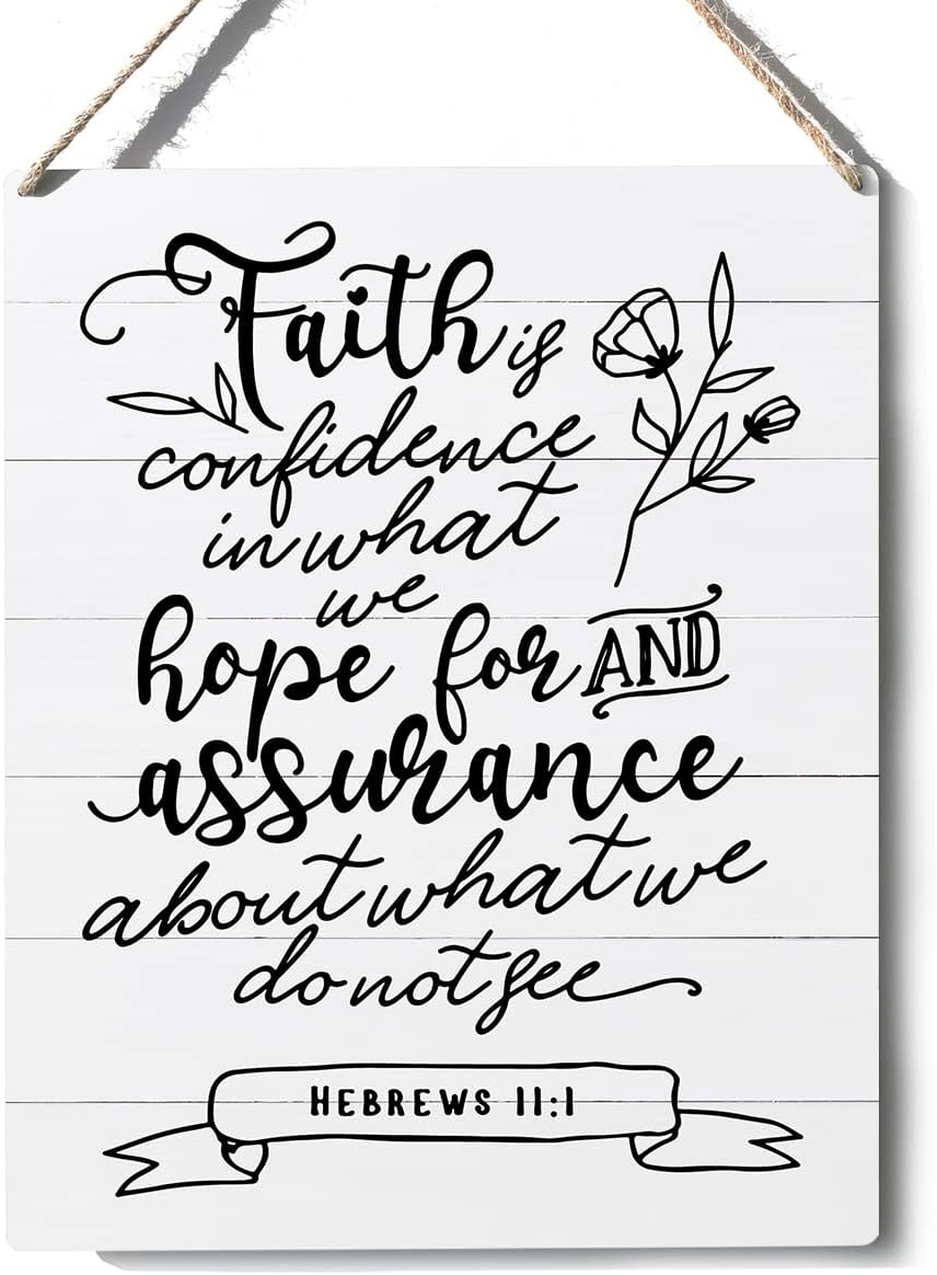 Amazon.com: Bible Verse Sign Decor Hebrews 11:1 Christian Wooden Sign ...