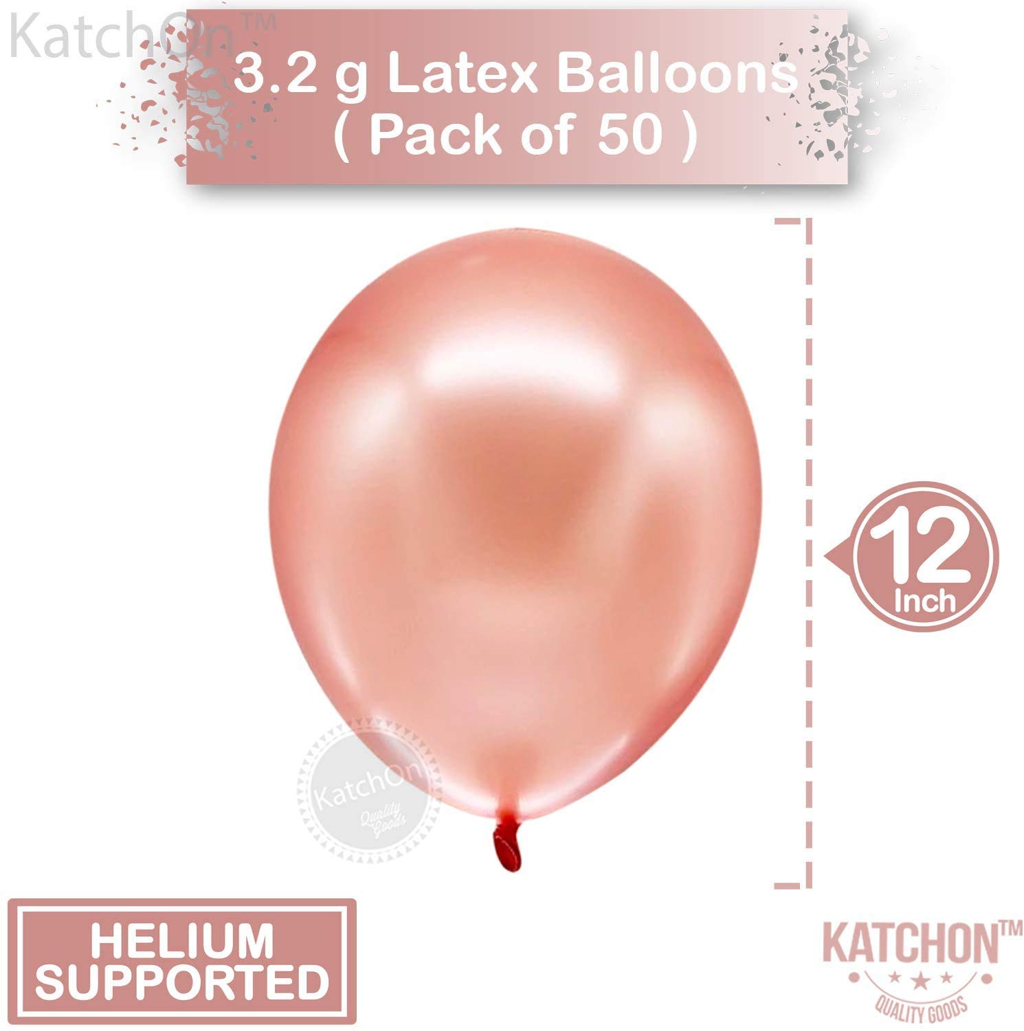 Rose Gold Balloons Set, 50 Pieces - 12 Inch, Metallic Rose Gold Balloon ...