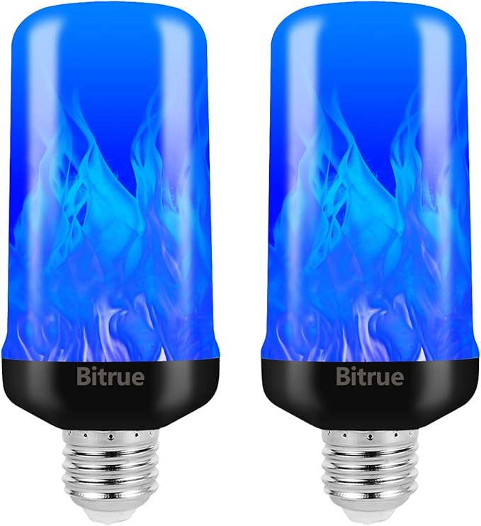 Bitrue LED Flame Light Bulbs, 4 Modes Blue Flame Effect Bulbs, E26 Base ...
