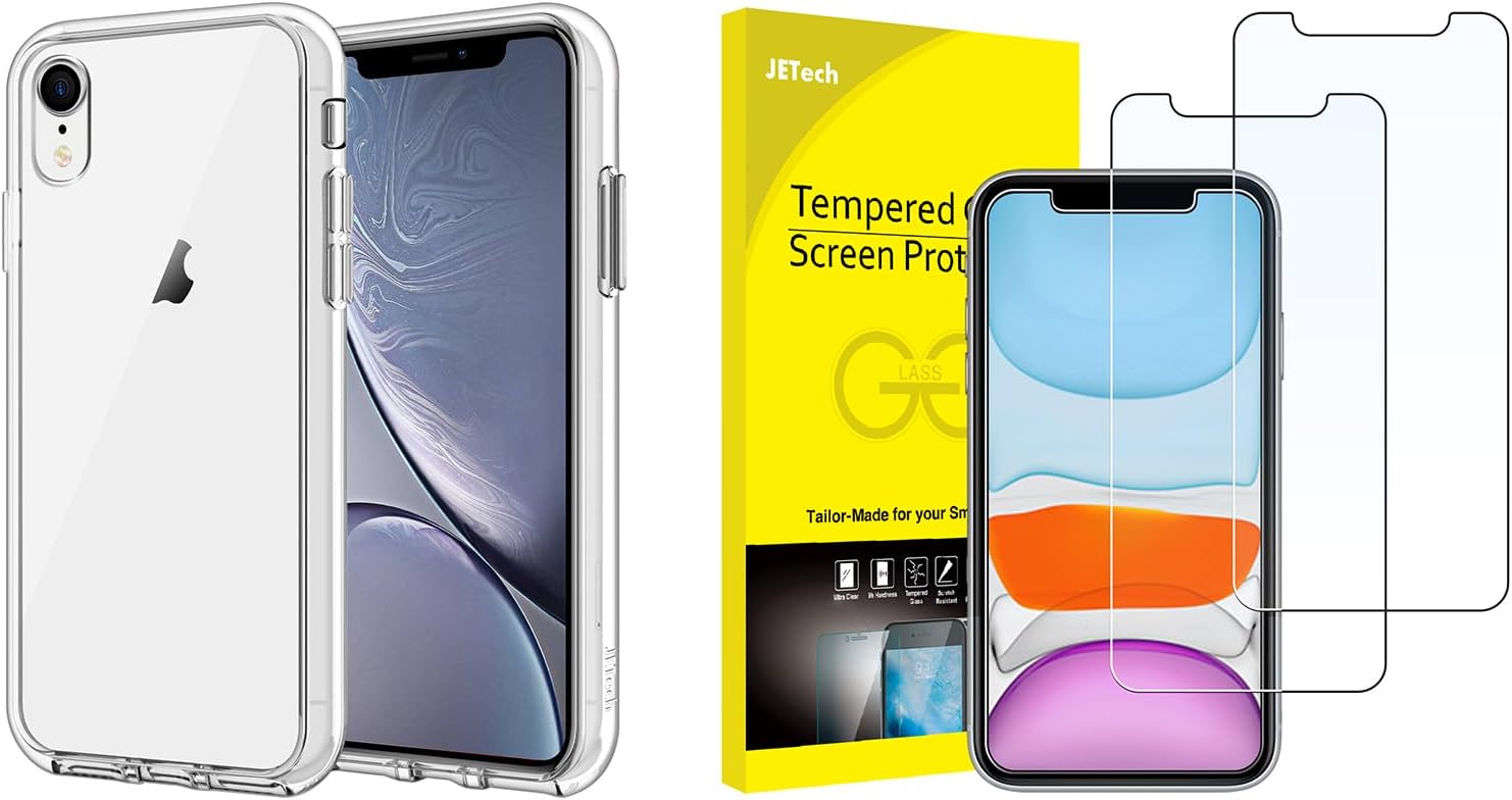 Amazon.com: JETech for iPhone XR Bumper Case and Tempered Glass Screen ...
