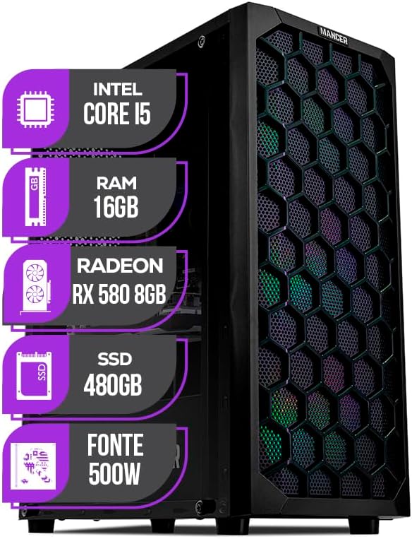 PC Gamer Mancer, Intel i5, RX 580 8GB, 16GB DE RAM, SSD 480GB, Fonte ...