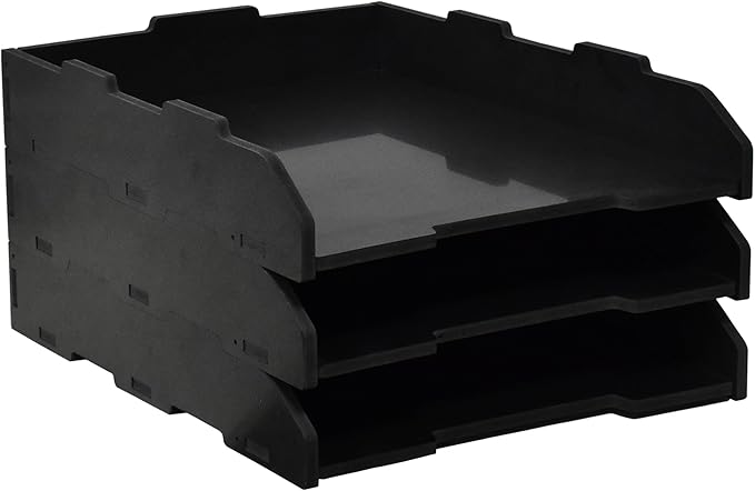 A3 Stackable Paper Tray, 3 Tier Desk File Organizer, Desktop Organizer ...