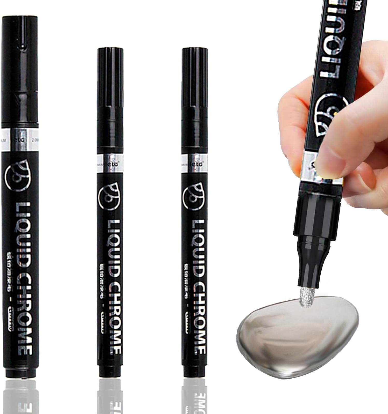 QttvbTna 3 Pcs Metallic Chrome Silver Markers, Waterproof Mirror ...