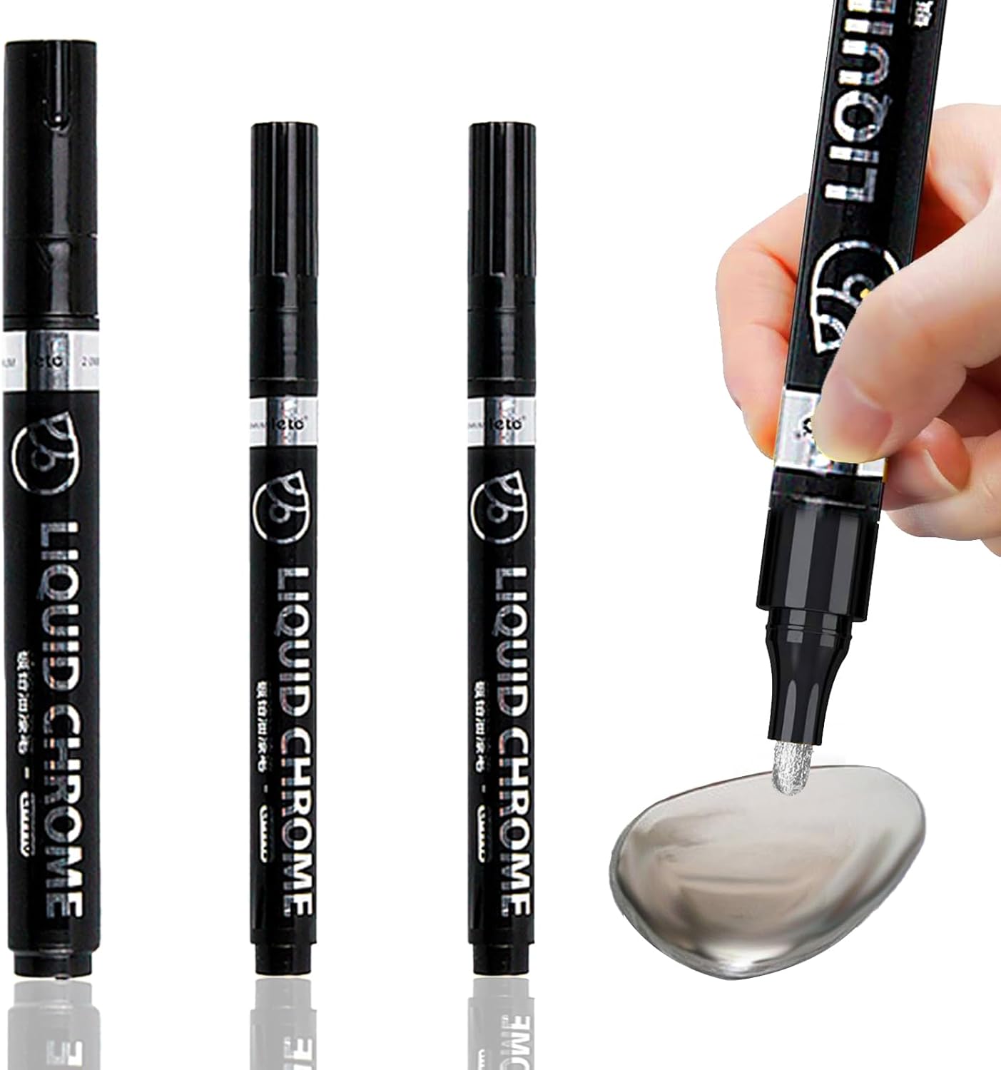 QttvbTna 3 Pcs Metallic Chrome Silver Markers, Waterproof Mirror ...