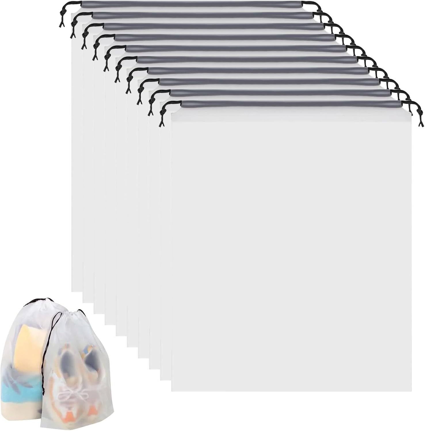 Henyall 10Pcs Drawstring Storage Bag,Foldable Clear Storage Bag ...