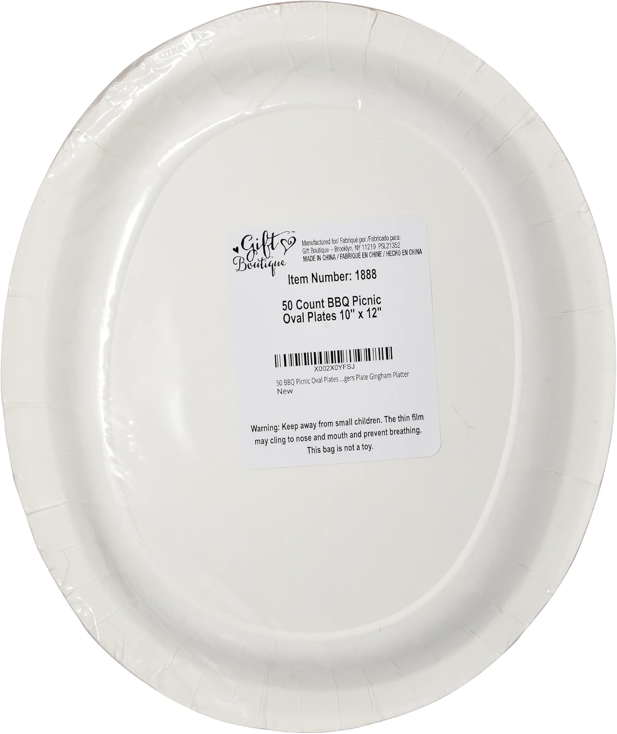 Buy 50 BBQ Picnic Oval Plates Paper 10 x 12 Summer Barbecue Party ...