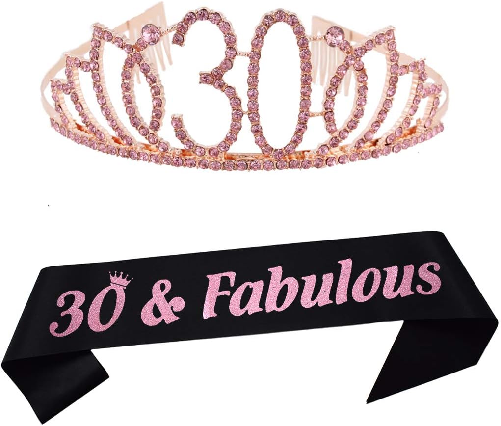 Amazon.com: 30th Birthday Tiara and Sash Happy 30th Birthday Party ...