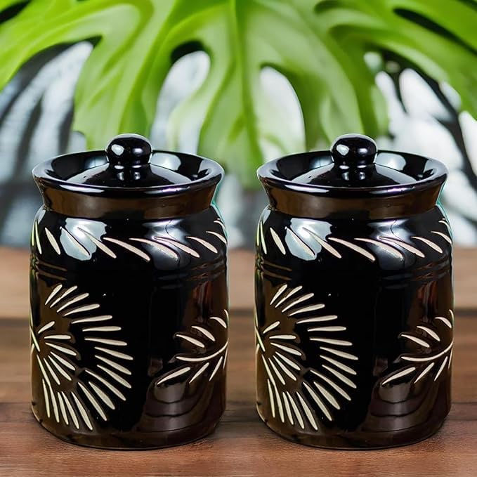 Buy All New Ceramic Pickle Jar Cap :- 1000g Each (Pack of 2, Black ...