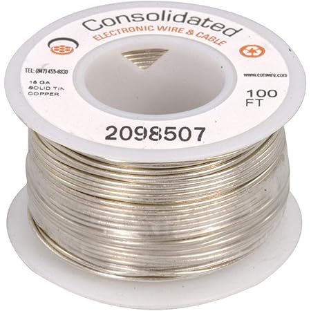 Tinned Copper Wire, Buss Wire, 18 AWG, 25' Length, 0.0403" Diameter ...