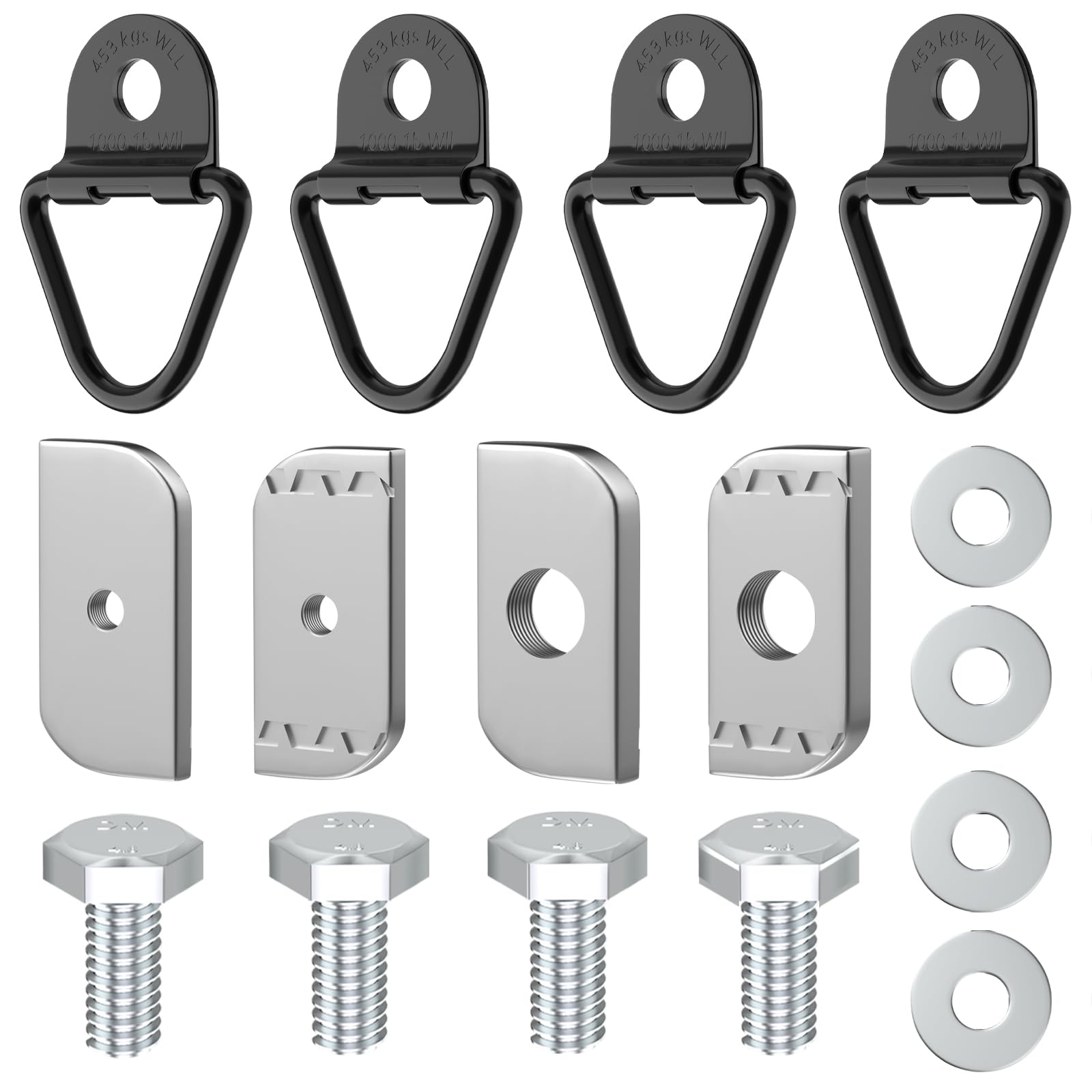 Snapklik.com : Cargo D-Rings Tie Down Mount Kit, Truck Bed Rail Bolts ...