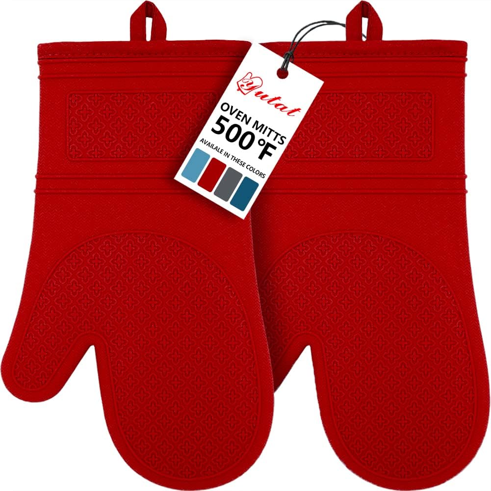 Amazon.com: Wasunrm Silicone Oven Mitts Heat Resistant 500 Degrees ...
