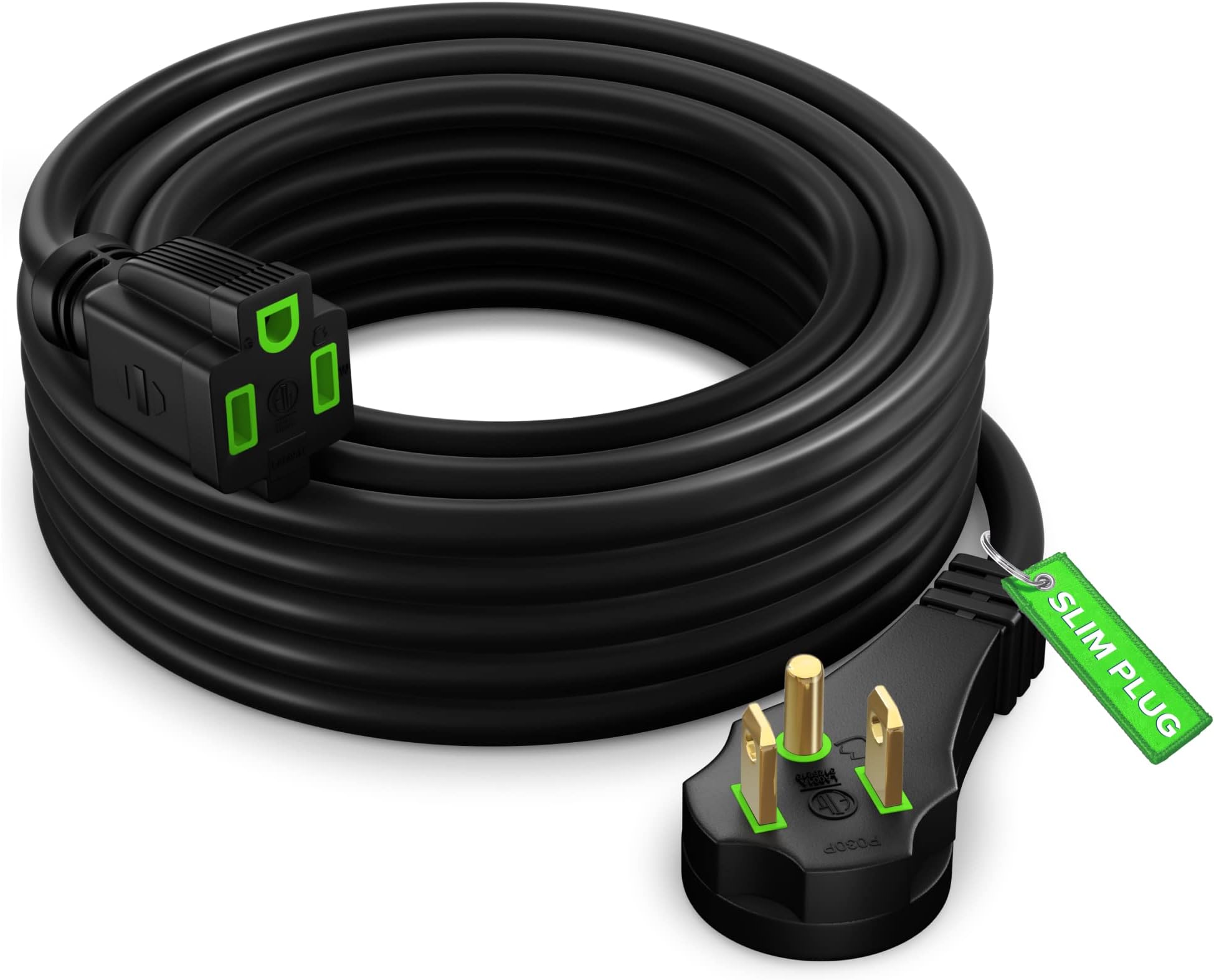 Elecan Flat Plug Extension Cord 20 Ft with Slim Space-Saving Plug ...