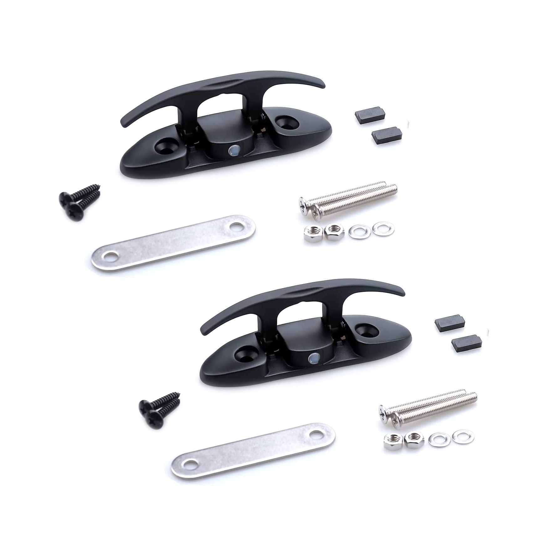 Snapklik.com : Boat Cleats Folding Black Flip Up Cleat Dock Stainless ...