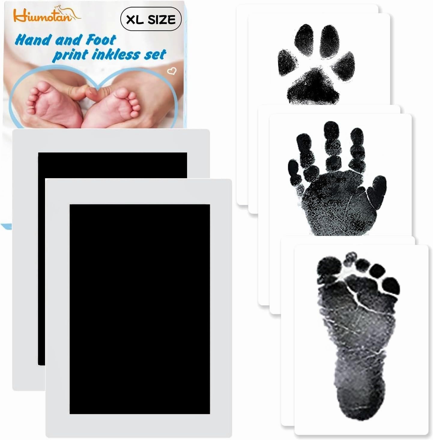 Hiumotan XL Size 6-Pack Imprint Cards & 2 Baby Handprint Ink Pads with ...