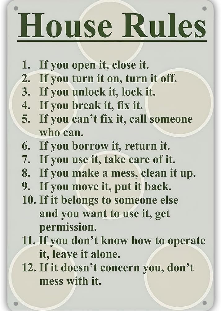 Amazon.com: House Rules Metal Sign Family Sign If You Open it Close it ...