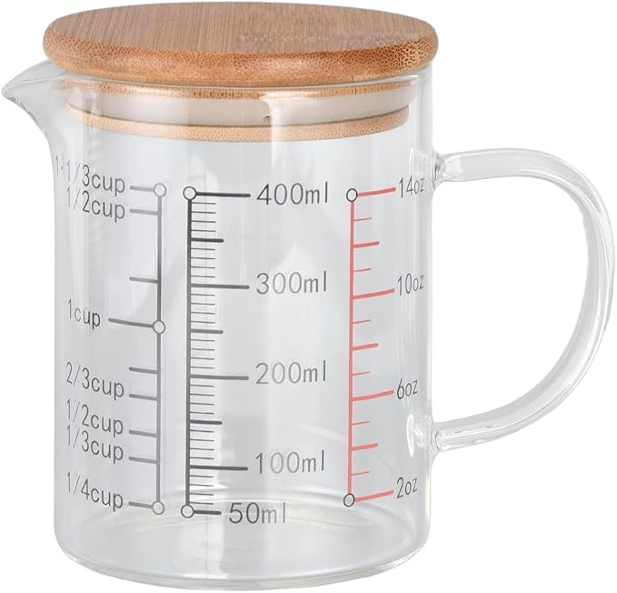 Glass Measuring Jug, 14 Oz 400ml Glass Measuring Cup Glasses Beaker Mug ...