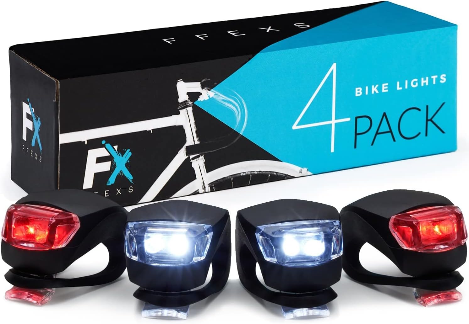 Waterproof Bicycle Lights Front Rear LED Silicone Mount Biking ...