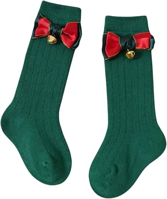 Amazon.com: Kajoeiae Baby Girls Christmas Socks Bells Snowflake Plaid ...