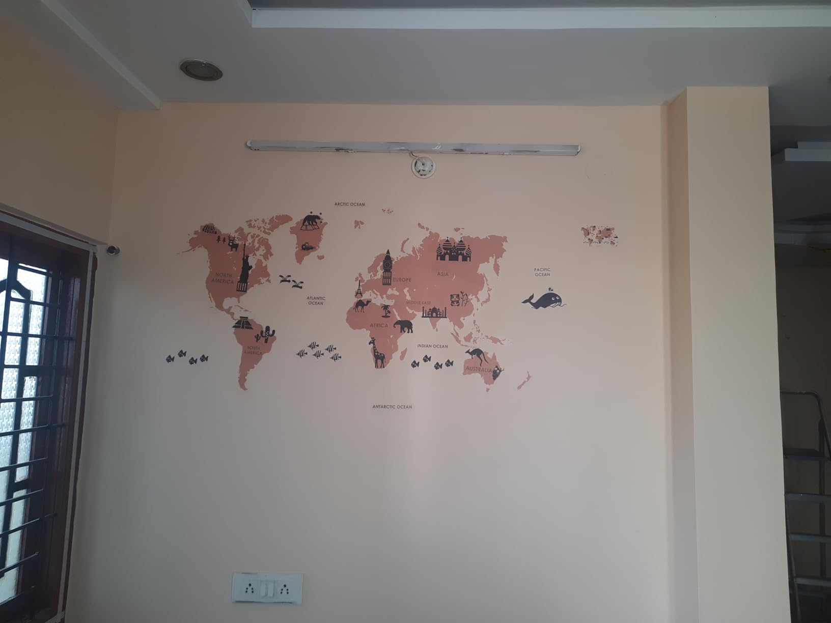 Wallstick" World map with Animals" wallstickers (Vinyl 110 cm x 70 cm ...