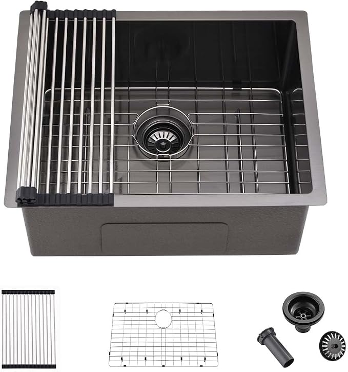 Black Stainless Steel Undermount Laundry Sink-Wesliv 23x18x12 Deep ...