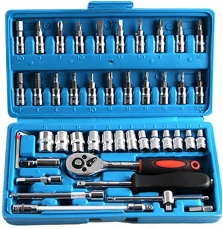 ZSIGNS 46 in 1 Pcs CRV Tool Kit for Home Use Tools Kit Spanner Set 46pc ...