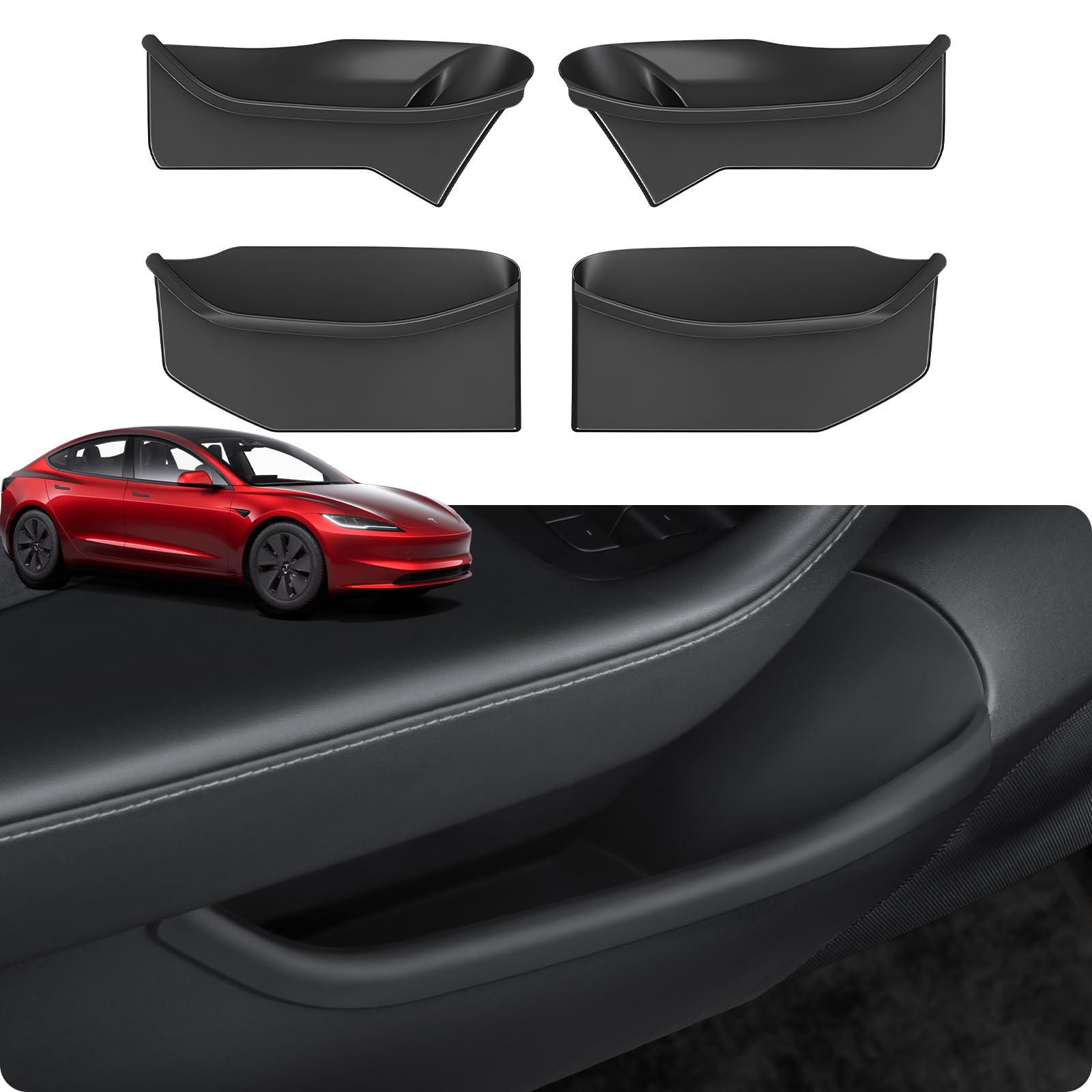 4PCS Upgraded Silicone Door Organizer Door Side Storage Box for Tesla ...